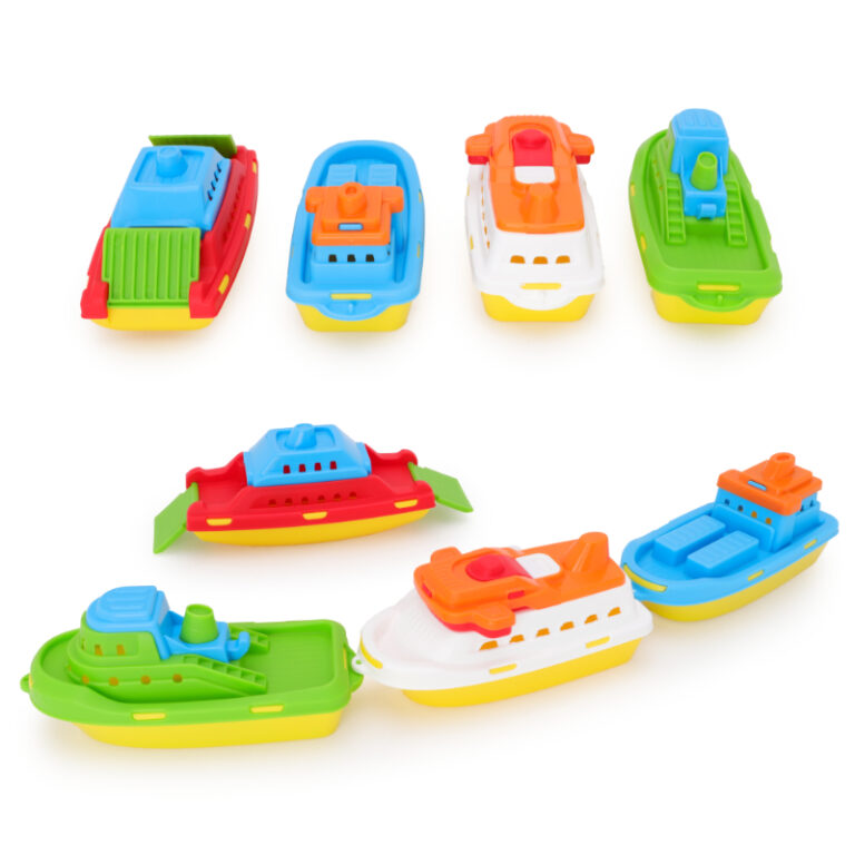 Pack of 4 Colourful Toy Boats - Cargo, Cruise, Fishing & Container ...